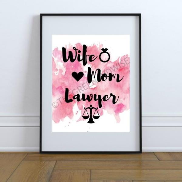 Wife Mom Lawyer Wall Art, Printable Digital Download on Luulla